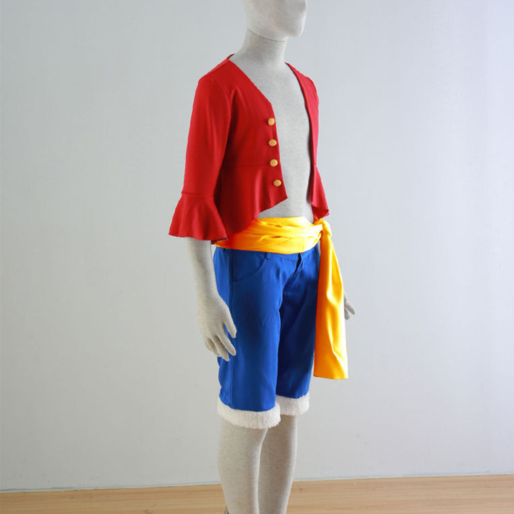 Anime One Piece Luffy Costume Cosplay Suits with Hat Men and Kids Hall ...