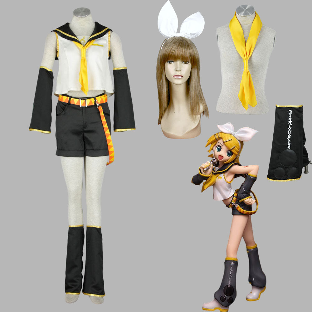 Vocaloid Costumes Kagamine Rin Cosplay full Outfit with Accessories Wo ...