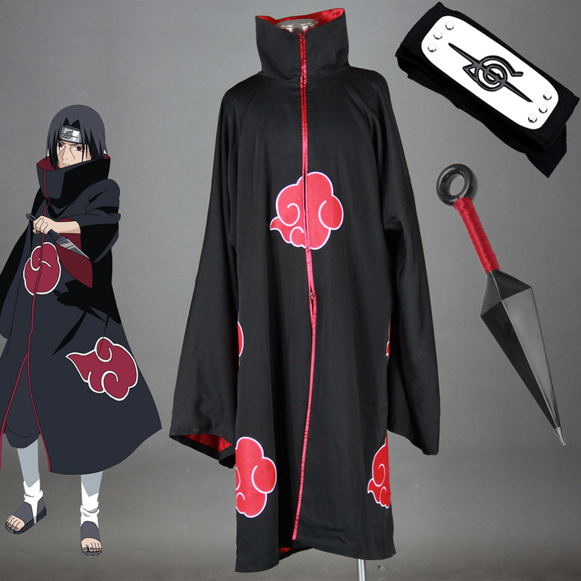 Anime Naruto Shippuden Akatsuki Cloak Uchiha Itachi Cosplay Costumes M ...
