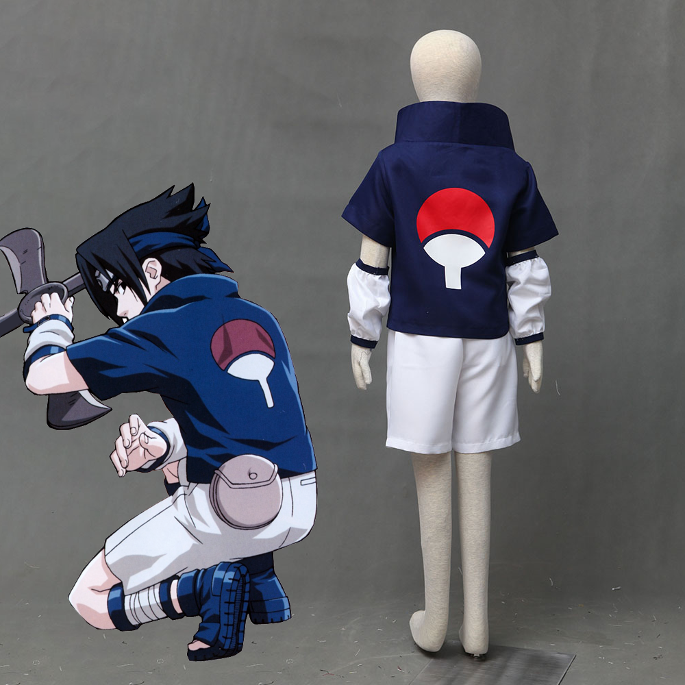 Anime Naruto Shippuden Cosplay Uchiha Sasuke Childhood Costume Men Kid ...